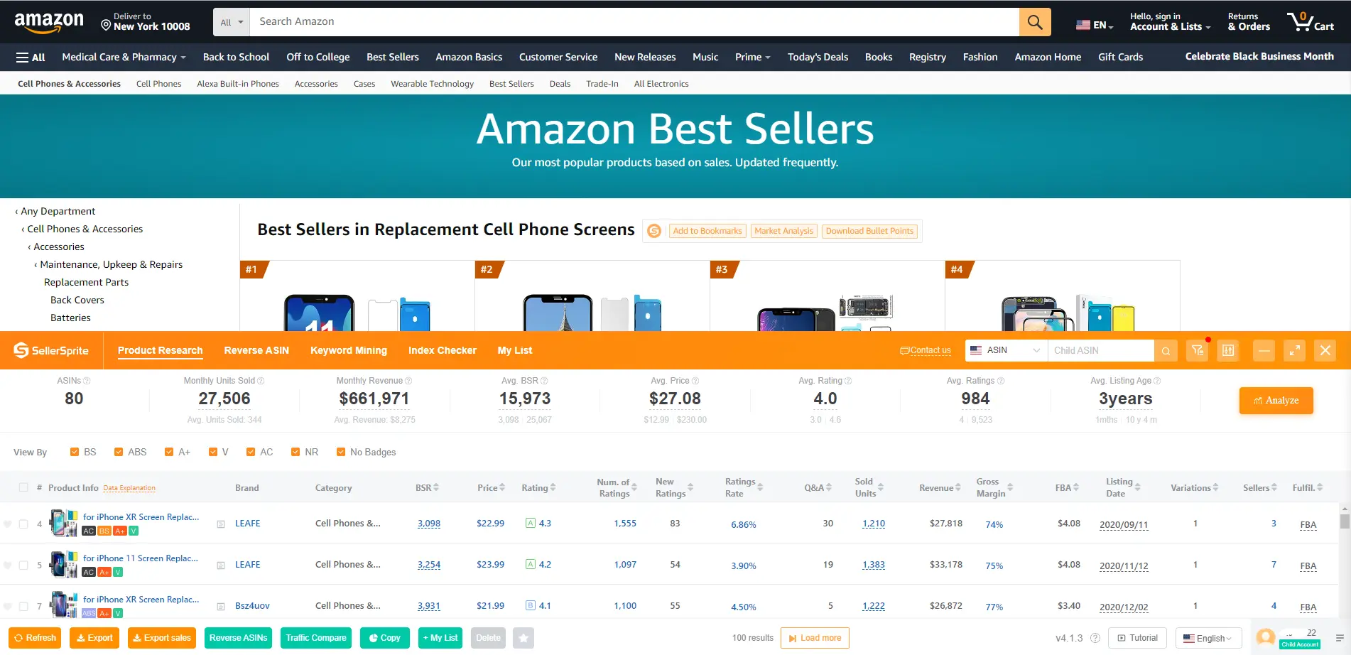 AMZ BSR Rating Matters for iPhone Screen Manufacturers
